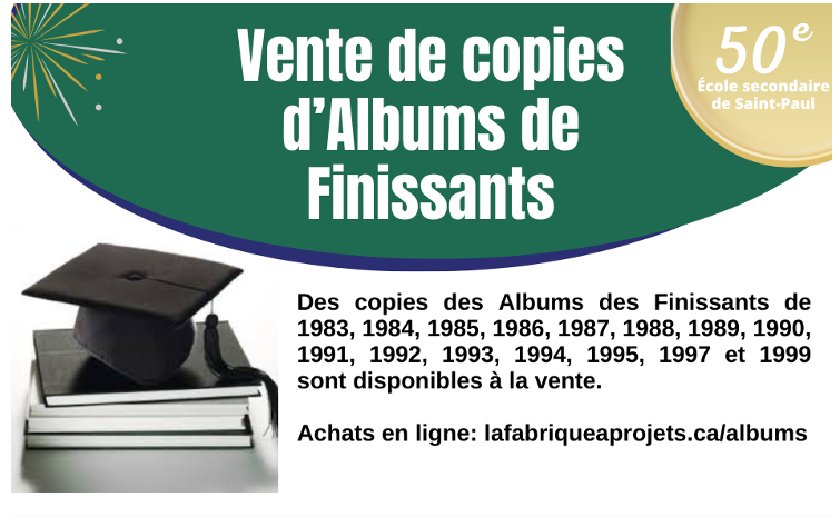 Vente de copies d'albums de finissants - 50e d'ESSP | La Fabrique à projets